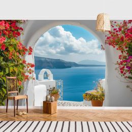 Bilderwelten Fototapete Santorini Blick durch Steinbogen