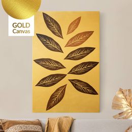 Bilderwelten Leinwandbild Herbstbl&auml;tter Braun
