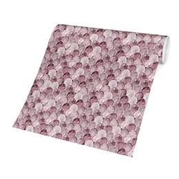 Bilderwelten Fototapete originell modern Fliesenoptik rosa - Aquarell Fischschuppen Fliesen Rosa - Deko K&uuml;che