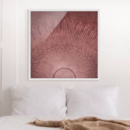 Bilderwelten Bild mit Rahmen Spirituell braun Vintage inkl. Rahmung - Boho Japan Sonne - Retro Wohnzimmer Schlafzimmer