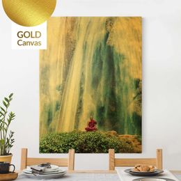 Bilderwelten Leinwandbild M&ouml;nch am Wasserfall