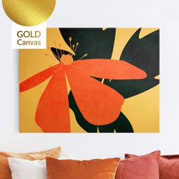 Bilderwelten Leinwandbild Blumen modern Kunstdruck rosa - Florale Sch&ouml;nheit Rosa und Blau - Wandbild XXL Wohnzimmer Schlafzimmer