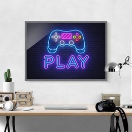 Bilderwelten Bild mit Rahmen Neon Gaming Controller