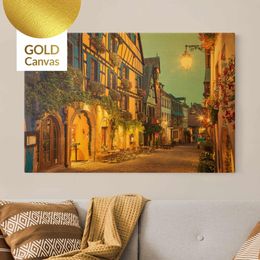 Bilderwelten Leinwandbild Farbenfrohe Gasse