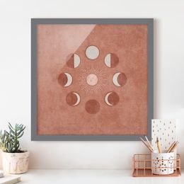 Bilderwelten Bild mit Rahmen Boho Mondphasen mit Sonne