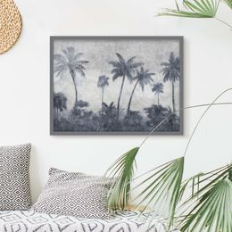 Bilderwelten Bild mit Rahmen Palmenkette in blau