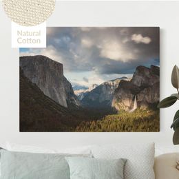Bilderwelten Leinwandbild Natur Motiv Kunstdruck grau - Wolken &uuml;ber Berglandschaft - Berg XXL Wohnzimmer Schlafzimmer