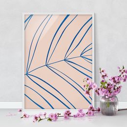 Bilderwelten Bild mit Rahmen beige Tropisch inkl. Rahmung - Alina Buffiere - Palmenblatt - Pflanzen Wohnzimmer Schlafzimmer