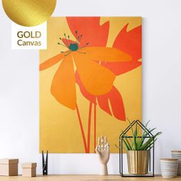 Bilderwelten Leinwandbild Blumen modern Kunstdruck rosa - Florale Sch&ouml;nheit Rosa und Orange - Wandbild XXL Wohnzimmer Schlafzimmer