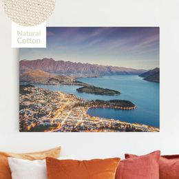 Bilderwelten Leinwandbild Natur Motiv Kunstdruck blau - Zwischen Meer und Bergen - Landschaft XXL Wohnzimmer Schlafzimmer