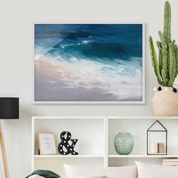 Bilderwelten Bild mit Rahmen Strand blau modern inkl. Rahmung - Abendflut - K&uuml;ste Wohnzimmer Schlafzimmer