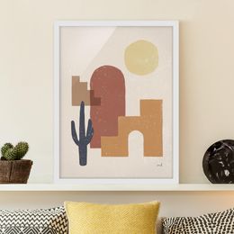 Bilderwelten Bild mit Rahmen originell beige Illustration inkl. Rahmung - W&uuml;stenb&ouml;gen II - Deko Wohnzimmer Schlafzimmer
