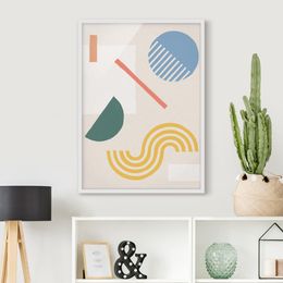 Bilderwelten Bild mit Rahmen originell beige modern inkl. Rahmung - Formen und Farben II - Deko Wohnzimmer Schlafzimmer