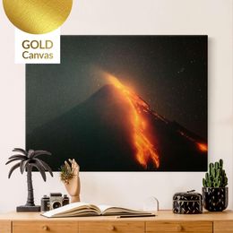 Bilderwelten Leinwandbild Natur Motiv Kunstdruck blau - Vulkanausbruch - Berg XXL Wohnzimmer Schlafzimmer