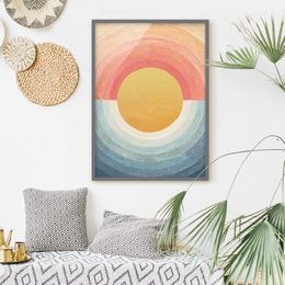 Bilderwelten Bild mit Rahmen Sonne zwischen Himmel und Meer