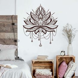 Wandtattoo Badezimmer Lotus mit Ketten Wandsticker Wandaufkleber S-XXL in 35 Farben Bad Wohnzimmer - Badmotiv - Lotusblume Boho Spiituell