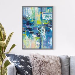 Bilderwelten Bild mit Rahmen Sequenz in blau und gr&uuml;n