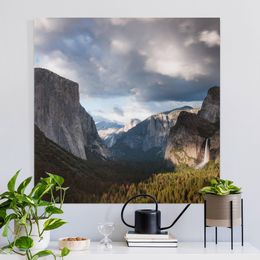 Bilderwelten Leinwandbild Wolken &uuml;ber Berglandschaft