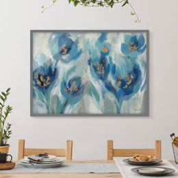 Bilderwelten Bild mit Rahmen Blaues M&auml;rchen mit Blumen