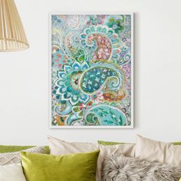 Bilderwelten Bild mit Rahmen Paisley mit Blumen