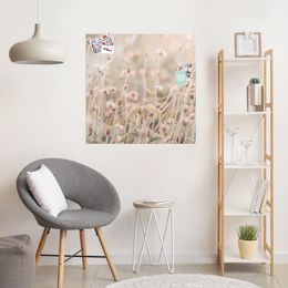 Bilderwelten Glasbild Blumen Landhaus beige Glas Wandbild - Strahlende Blumenwiese - Blumenwiese Wohnzimmer Schlafzimmer