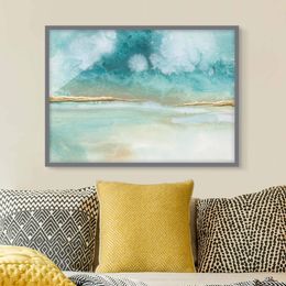 Bilderwelten Bild mit Rahmen Smaragd-Wolken und Gold II