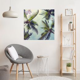 Bilderwelten Glasbild Natur Tropisch gr&uuml;n Glas Wandbild - Die Palmen - Palme Wohnzimmer Schlafzimmer