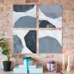 Bilderwelten Leinwandbild originell Abstrakt Aquarell Leinwanddruck - Punkte im Dialog Set II - Wandbild XXL Wohnzimmer Schlafzimmer