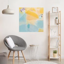 Bilderwelten Glasbild originell Abstrakt gelb Glas Wandbild - Fr&uuml;hlingskomposition in Gelb und Blau - Deko Wohnzimmer Schlafzimmer