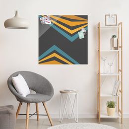 Bilderwelten Glasbild originell Abstrakt grau Glas Wandbild - Parallelecken in Gelb und Blau - Deko Wohnzimmer Schlafzimmer