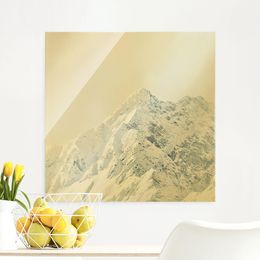 Bilderwelten Glasbild Natur Motiv weiss Glas Wandbild - Wei&szlig;e Berge - Berg Wohnzimmer Schlafzimmer