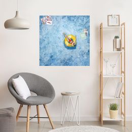 Bilderwelten Glasbild originell Abstrakt blau Glas Wandbild - Treibenlassen - Deko Wohnzimmer Schlafzimmer