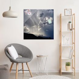 Bilderwelten Glasbild Natur Motiv blau Glas Wandbild - Wilde Wolken - Himmel Wohnzimmer Schlafzimmer