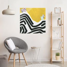 Bilderwelten Glasbild originell Abstrakt schwarz Glas Wandbild - Farbenlabyrinth I - Deko Wohnzimmer Schlafzimmer