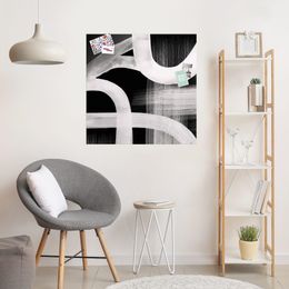 Bilderwelten Glasbild originell modern schwarz weiss Aquarell - Aquarellstra&szlig;en - Deko Wohnzimmer Schlafzimmer