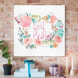 Bilderwelten Leinwandbild - Quadrat Rosa Bl&uuml;ten - Girl Power