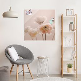 Bilderwelten Glasbild Motiv rosa Glas Wandbild - Zarter Strauch an Rosa Bl&uuml;ten - Rose Wohnzimmer Schlafzimmer