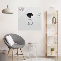 Bilderwelten Glasbild Tiere modern schwarz weiss Glas Wandbild - Haustier Zitat Sorry My Dog Said No - Hund Jugendzimmer