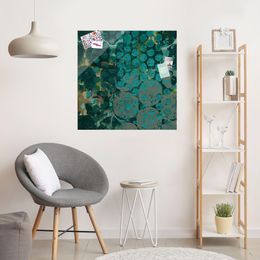 Bilderwelten Glasbild originell Shabby t&uuml;rkis Glas Wandbild - Callais - Punkte Wohnzimmer Schlafzimmer