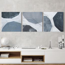 Bilderwelten Leinwandbild originell Abstrakt Aquarell Leinwanddruck - Punkte im Dialog Set I - Wandbild XXL Wohnzimmer Schlafzimmer