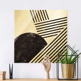 Bilderwelten Glasbild originell Abstrakt schwarz weiss Glas Wandbild - Orthograph - Deko Wohnzimmer Schlafzimmer