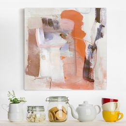 Bilderwelten Leinwandbild originell Abstrakt Aquarell orange - Ravel III - Wandbild XXL Wohnzimmer Schlafzimmer
