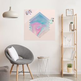 Bilderwelten Glasbild Abstrakt blau Glas Wandbild - Pinkes Wasser Marmor - Deko Wohnzimmer Schlafzimmer