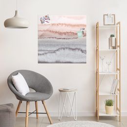 Bilderwelten Glasbild Illustration grau Aquarell - Spiel der Farben Meeresrauschen im Nebel - Deko Wohnzimmer Schlafzimmer