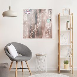 Bilderwelten Glasbild Blumen Landhaus gr&uuml;n Glas Wandbild - Wilde Wiese - Gr&auml;ser Wohnzimmer Schlafzimmer
