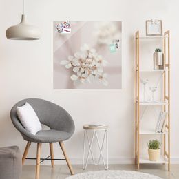 Bilderwelten Glasbild Blumen Motiv beige Glas Wandbild - Minibl&uuml;ten im Rosanen Licht - Kirschbl&uuml;te Wohnzimmer Schlafzimmer