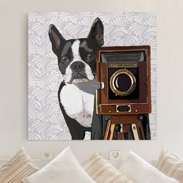 Bilderwelten Leinwandbild Tiere Vintage Kunstdruck braun - Tierfotograf Terrier - Retro XXL Wohnzimmer Schlafzimmer