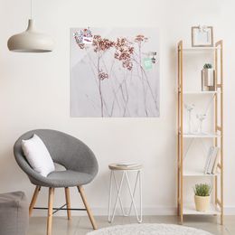 Bilderwelten Glasbild Blumen Landhaus beige Glas Wandbild - Isl&auml;ndische Wildblumen - Gr&auml;ser Wohnzimmer Schlafzimmer