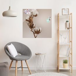 Bilderwelten Glasbild Blumen Motiv braun Glas Wandbild - Zerbrechlicher Baumwollzweig - Deko Wohnzimmer Schlafzimmer