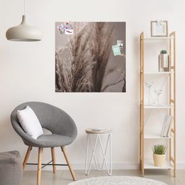 Bilderwelten Glasbild Blumen Landhaus braun Glas Wandbild - Pampasgras im Sp&auml;therbst - Gr&auml;ser Wohnzimmer Schlafzimmer